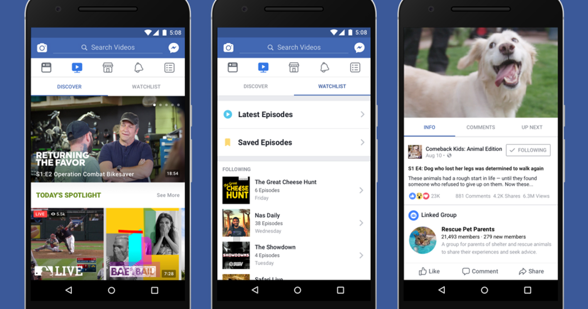 Facebook lanza Watch, su versión de YouTube y Netflix