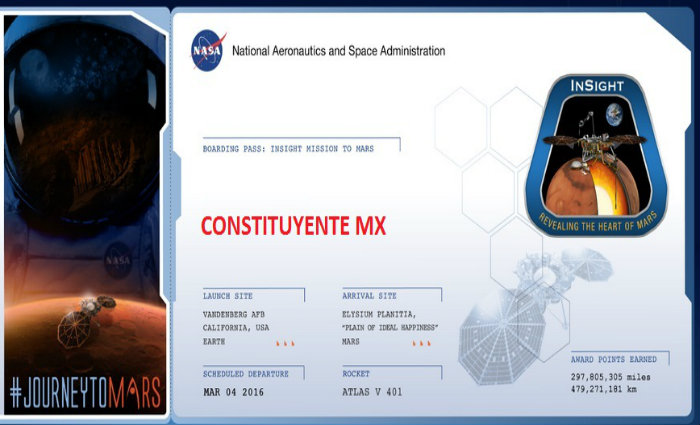 La NASA lleva tu nombre a Marte a bordo de la nave espacial InSight